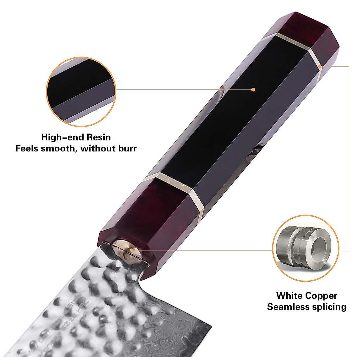 FINDKING 5 Inch Kitchen Utility Knife with ABS sheath, Multi-Purpose Japanese Paring Knife, Damascus Steel Blade, Resin Octagonal Handle, Small, for Fruits Vegetables (Eternity Series)