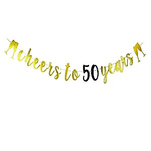 Cheers To 50 Years Banner For Happy 50th Birthday Party Decorations/ 50th Anniversary Party Props