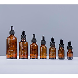 2PCS 100ml 3.4oz Empty Refillable Amber Glass Graduated Scale Dropping Bottle Vial Container Drip Tube With Glass Dropper Pipette For Essential Oil Lab