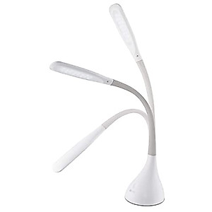 OttLite LED Desk Lamp with Adjustable Neck, Creative Curves (White/Grey) - 2.1A USB Charging Port, 4 Dimmable Brightness Settings, Energy-Efficient Natural Daylight LEDs for Home, Office & Dorm
