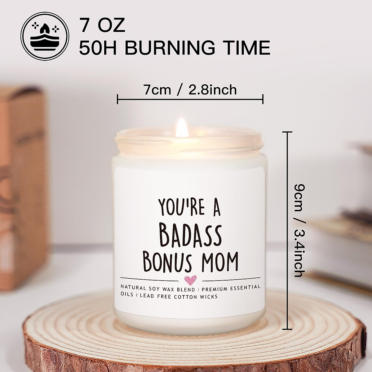 Bonus Mom Gifts from Daughter/Son, Mothers Day Gifts for Mother-in-Law, Candle Gift for Stepmom, Boyfriends Mom, Girlfriends Mom, Birthday Christmas Gifts for Step Mom, Adopted Mom, Second Mom