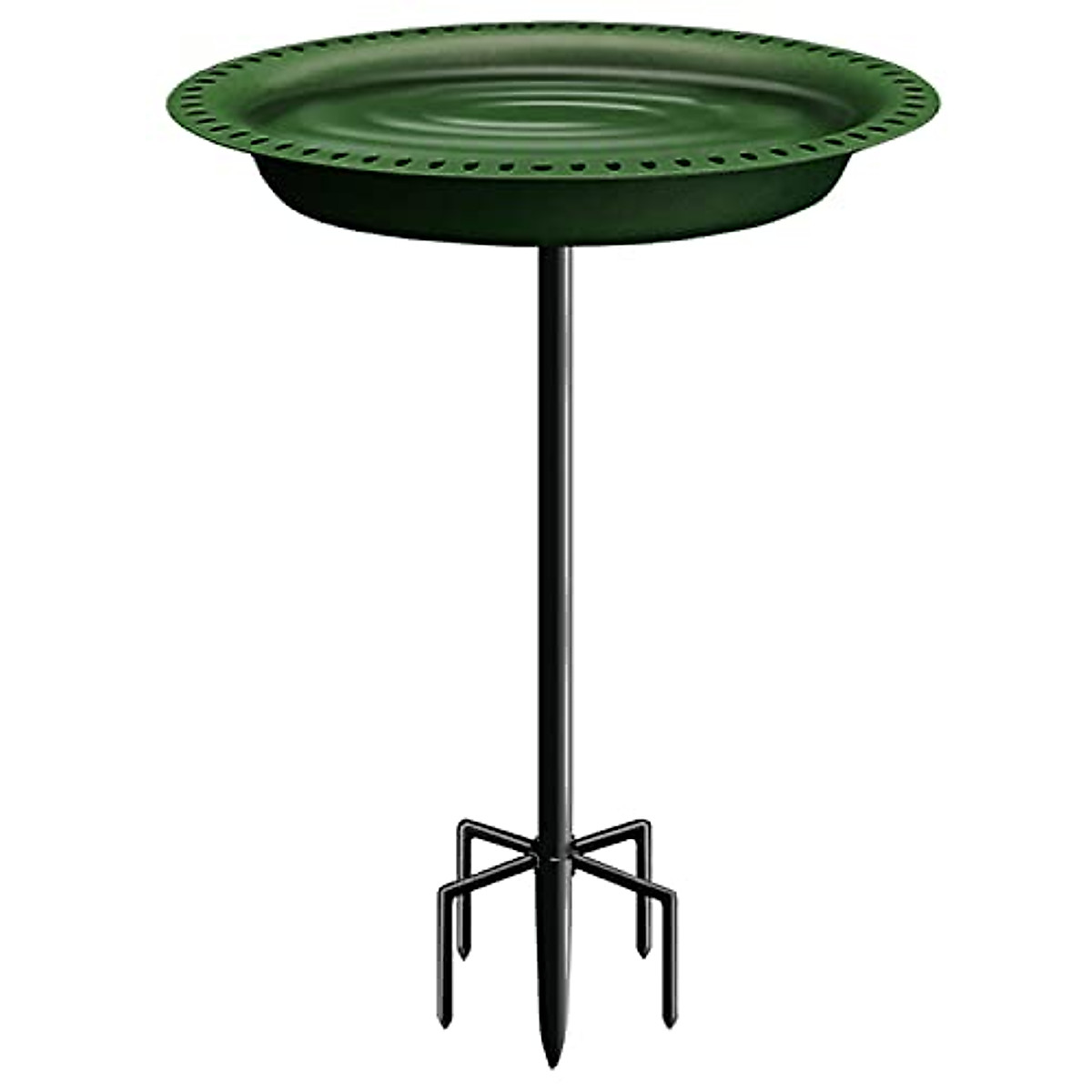 Garbuildman Upgraded 5-Prong Base Bird Bath with Metal Stake, Detachable Decoration Bowl Spa & Freestanding Birdfeeder for Outdoor Garden, Oval Style, Green