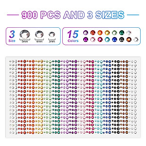 Face Gems Self Adhesive Face Rhinestones for Makeup Festival Face Jewels, Stick On Rhinestones Hair Gems, Rhinestones Stickers for Makeup, Face, Hair, Eye, Nail, Crafts (Colourful)