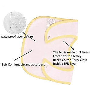 Maiwa 6 Pack Large Cotton Waterproof Baby Toddler bibs with Snaps for drooling teething eating girls 3-24 M