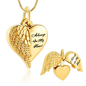 zeqingjw Always in My Heart Urn Necklace Cremation Jewelry for Ashes Pendants Memorial Lockets Keepsake Jewelry (Colorful-2)