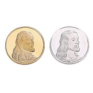VORCOOL Jesus Commemorative Coin Collection Christ Religion Souvenir Challenge Coin Religious Badge for Easter Party Favor Home Decoration Golden