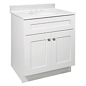 Design House 586941 Bath Unassembled Modern 2-Door Shaker Bathroom Vanity Cabinet Only, 30 x 21, White