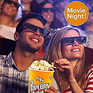 RAYMEA Popcorn Buckets Disposable 32oz Retro Style Paper Leak Proof Popcorn Containers Popcorn Bowls for Family Movie Night & Party - 10 Pac