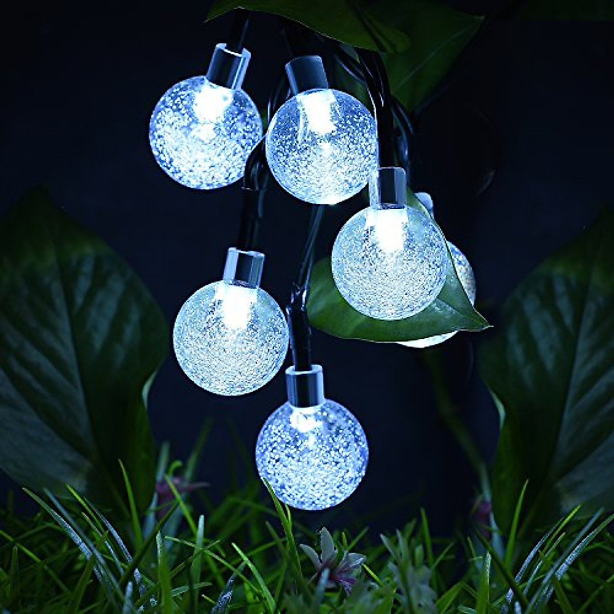Solar Globe Lights Outdoor,20FT 30 LED Waterproof Fairy String Lights Hanging for Indoor/Outdoor Commercial Decor Ambiance Lighting for Garden Backyard Wedding Holiday Party(8 Modes/White)