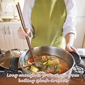 Long Cooking Chopstick Chinese Natural Wooden Chopstick Long Hot Pot Chopstick Wooden Frying Chopstick for Hot Pot, Frying, Noodle, Cooking Favor, 16.5 Inch (Wenge Wood, 5 Pairs)