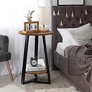 TINSAWOOD Small Side Table, Small End Table for Living Room, Bedroom, Balcony & Small Spaces, Modern Home Decor Round Small Accent Table with Storage Shelf, Easy Assembly