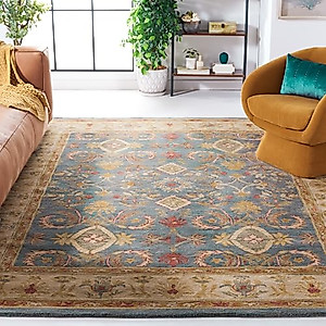 SAFAVIEH Anatolia Collection Area Rug - 8' x 10', Light Blue & Ivory, Handmade Traditional Oriental Wool, Ideal for High Traffic Areas in Living Room, Bedroom (AN544D)
