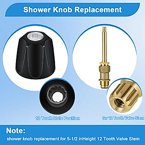 Metal 3 Piece Black Shower Knob Replacement, Compatible with Price Pfister Verve and Bathtub/Shower Faucet Handle, Include Hot and Cold/Diverter Shower Knob, Height 2.35 in Width 2.35 in (Matte Black)