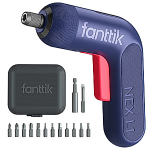 Fanttik Cordless Screwdriver Kit (NEX L1 Pro Blue), 14pcs, Digital Screen, Li-ion 2000mAh 6 Gears 0.5-6 Nm Rechargeable Electric Screwdriver Set 3.6V with USB Cable, Front LED, and Accessories Kits