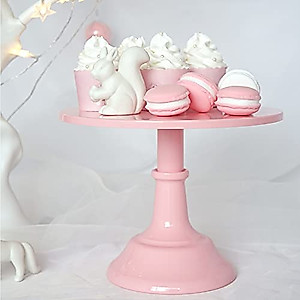 3-Set Round Cake Stand Metal Dessert Cupcake Candy Display for Weddings, Birthday Party, Baby Shower, Anniversary（Pink）