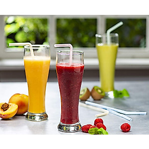 [400 Pack] Flexible Disposable Plastic Drinking Straws - 7.75" High - Assorted Colors Striped…