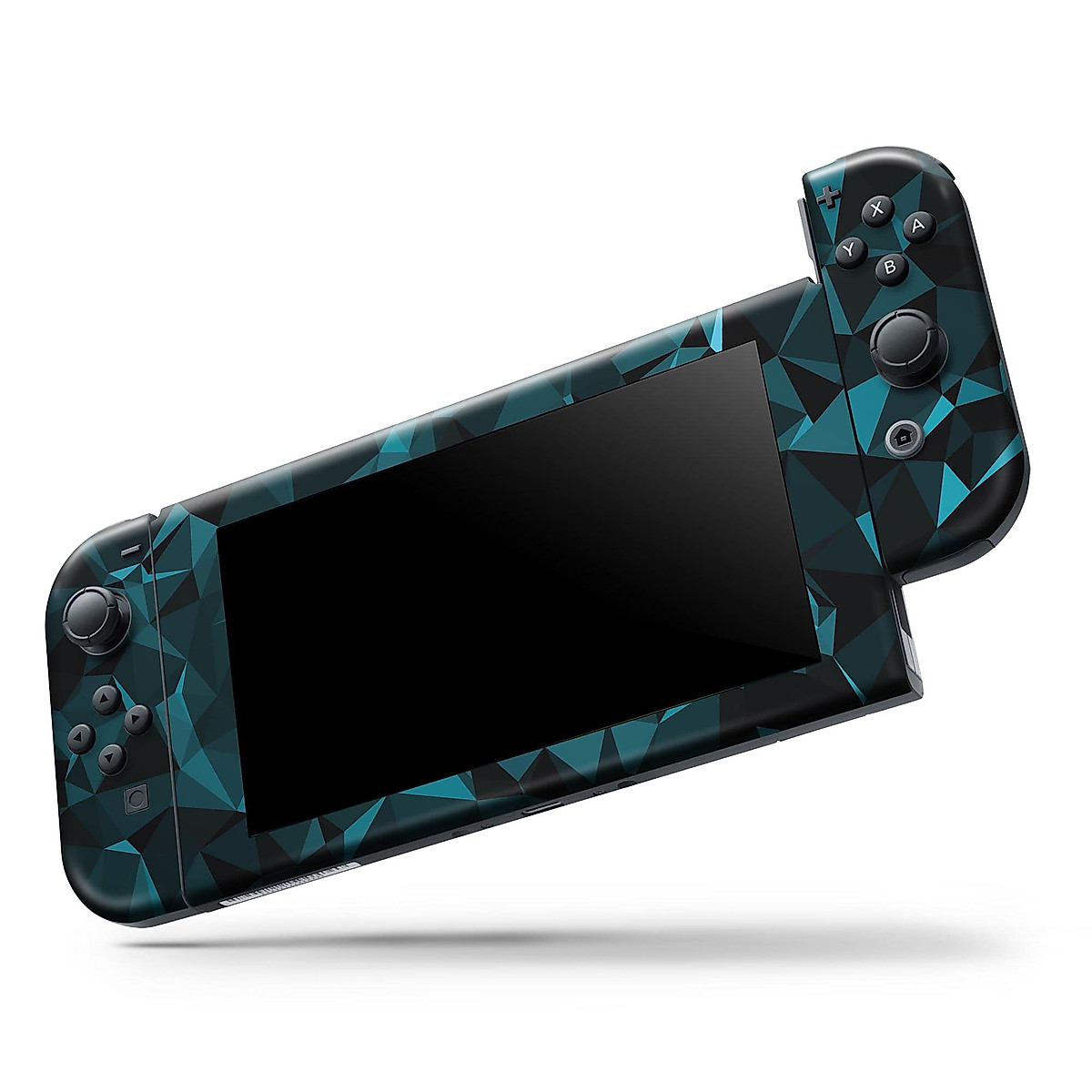 Design Skinz - Compatible with Nintendo Switch OLED Console Bundle Skin Decal Protective Scratch-Resistant Removable Vinyl Wrap Cover Turquoise and Black Geometric Triangles + Dock Joy‑Con