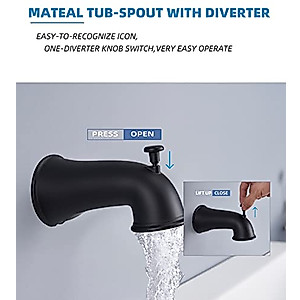 Shower System with Tub Spout, Bathroom Rain Mixer Shower Combo Set, Single Handle Shower Faucet with Valve Matte Black