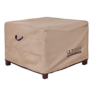 ULTCOVER Waterproof Patio Ottoman Cover Square Outdoor Side Table Furniture Covers Size 32L x 32W x 20H inch