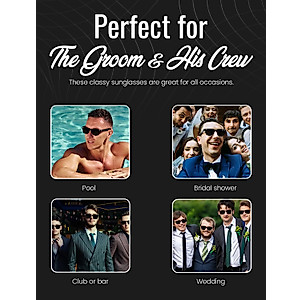 Bachelor Party Sunglasses - Set of (1) Groom & (7) Team Groom Black Sun Glasses | Groomsmen Sunglasses Bridal Party Ideas Groomsman Gift for Wedding Party Gifts Squad Favors for Men Proposal Supply