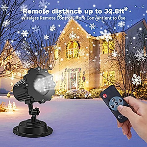(2022 Version)Christmas Projector Lights Outdoor with Remote Control Timer, IP65 Waterproof, Wall Mountable, 14.76ft Cable, Snowflake Projection Lamp for Xmas Holiday New Year House Party Decoration