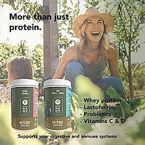 Pounamu Immune Defense Berry Coconut Protein Powder Blend | Grass-Fed, Free-Range New Zealand Whey Protein + Lactoferrin + Probiotics + Vitamins C & D for Immune and Digestive Health 14.4OZ