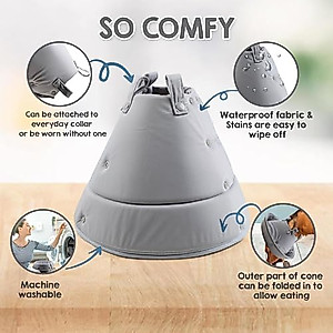 Florez Soft & Foldable Recovery Cone for Pets: Cats & Dogs EasyClean Design Small & Medium (Medium), Grey