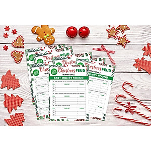 Christmas Feud Game Set, Friendly Feud Quiz, Baby Shower Game, Christmas Party Activity, Family Games for Adults (30 Feud Cards + 3 Fast Money Round Cards) Xmas Holiday Winter Party Decorations-P006