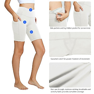 baleaf Biker Shorts Women Yoga Gym Workout Spandex Athletic Running Volleyball Tummy Control Compression with Pockets 8" White S