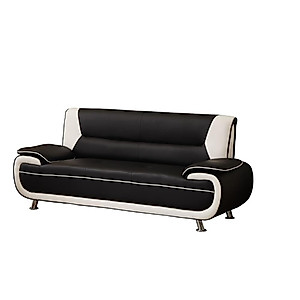 Kingway Furniture Lilian Faux Leather Livingroom Sofa in Blackwhite