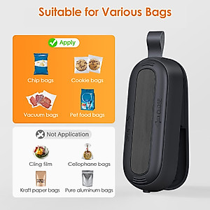 FEPPO 2 Pack Bag Sealer, Mini Bag Sealer 2 in 1 Handheld Chip Bag Sealer Heat Seal and Cutter with Lanyard, Portable Resealer for Snacks Plastic Bag Food Storage, Black/White (Batteries Included)