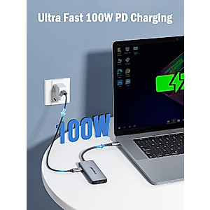 USB C Hub 4K 120Hz, Lemorele USB-C Multiport Adapter 5-in-1 w/HDMI 8K@30Hz, 100W PD, 2 USB 3.0, USB C 3.0 Data Port for MacBook Pro/Air M1, iPad Pro/Air M1/Mini, Surface Pro, XPS, Game Devices