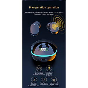 Wireless Headphones, Wireless Bluetooth Headphones, Waterproof Touch Ergonomic Headphones, Surround Sound, Noise Cancellation, Led Display Charging Case, Fast Charging, Anti-Allergic.