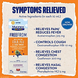 Mucinex Children's Liquid - FreeFrom Multi-Symptom Cold, Flu & Sore Throat 4oz, 1 pack