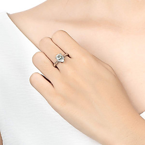 AINUOSHI Sterling Silver Moissanite Diamond Ring, 2.0ct Pear Shaped Wedding Ring, D-E Color Grade, Perfect for Wedding, Engagement Proposal and Anniversary. Size 8.0 In US