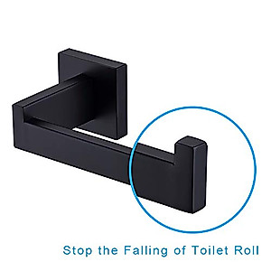 TASTOS Toilet Paper Holder Matte Black, Toilet Tissue Roll Holders Dispenser and Hangers Wall Mounted for Bathroom & Kitchen, Stainless Steel Modern Square Style