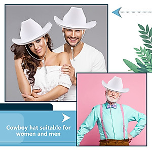 SGBETTER 8 Pack Cowboy Hat Felt Western Hat for Women and Men Cowboy Cowgirl Theme Bachelorette Birthday Party (White)