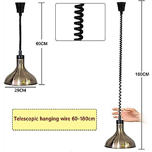 LINKANRUO Food Heat Lamps Food Warmer for Parties, Retractable Food Heating Lamp, Heat Lamp Food Warmer for Food 250W Light Bulbs Restaurant Equipment, 2pcs Lamps(A)
