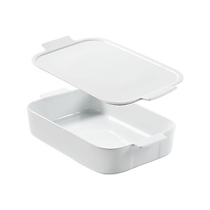 Unilives Ceramic Baking Dish with Lid, Casserole Dishes for Oven, 9x13 White Casserole Dish with Lid, Lasagna Pan Deep with Handles, for Casseroles Baking Roasted Vegetables, Microwave, Dishwasher Safe