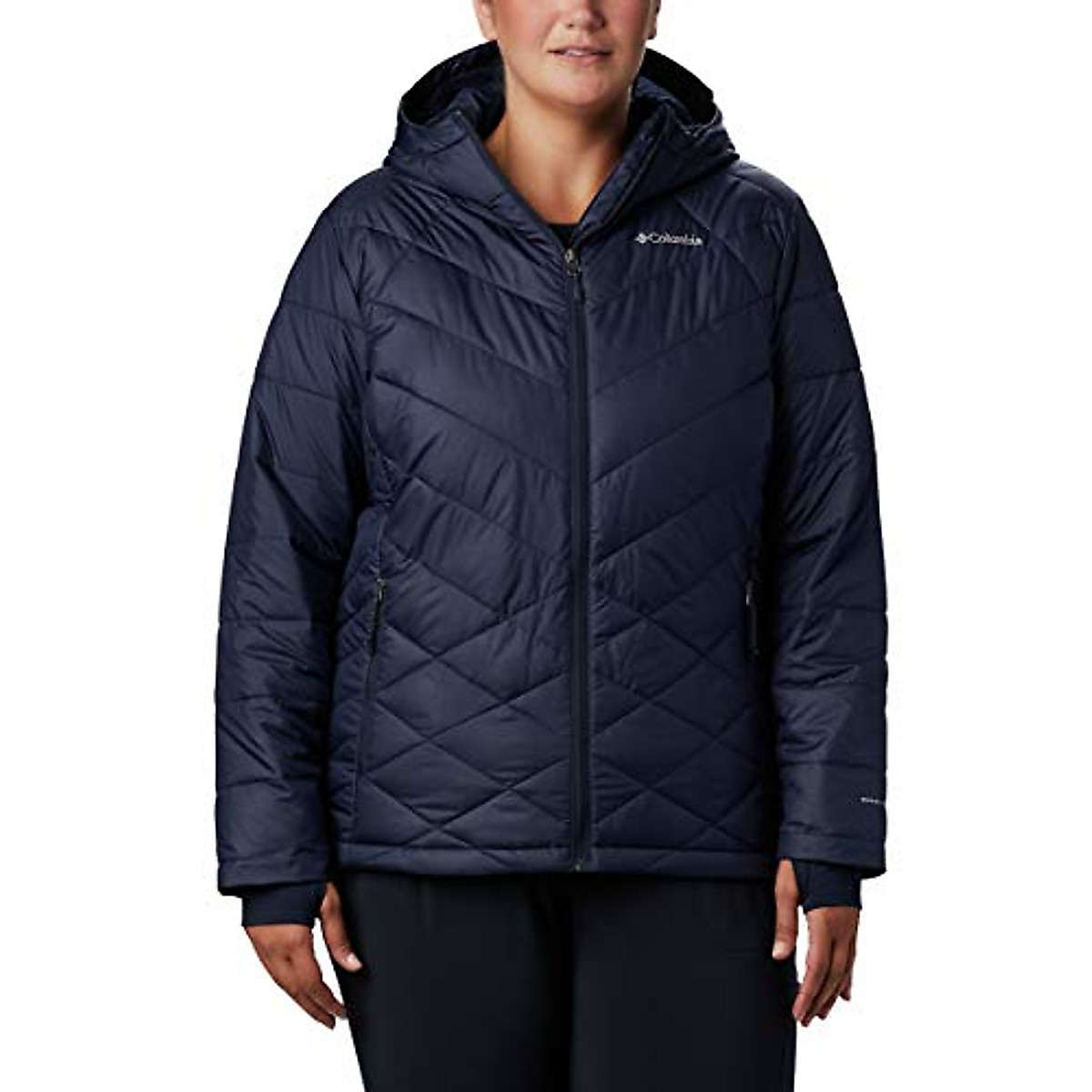 Columbia Women's Heavenly Hooded Jacket,Dark Nocturnal,1X