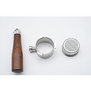 CittaLalage Coffee Espresso 304 Stainless Steel & Wooden Bottomless Portafilter 3 Ears 51mm with Filter Basket (14-18g double shots) Fits for Delonghi Coffee Machine EC680/EC685, SMEG & EUPA