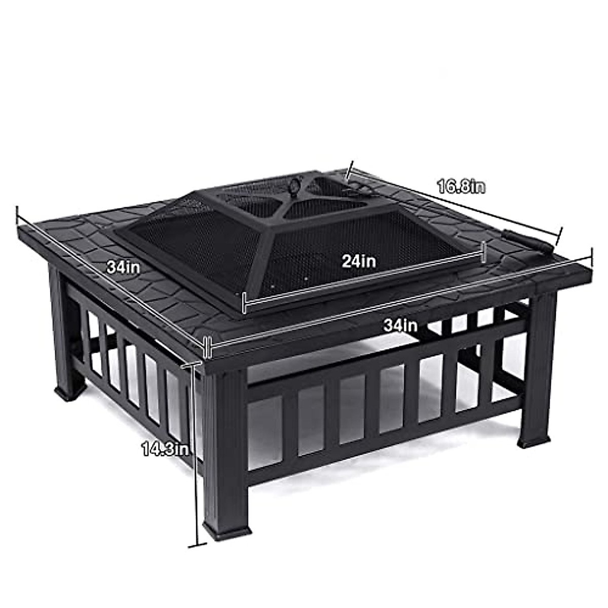 ZLXDP 32inch Iron Large Fire Pits Cast Iron Firepit Stylish BBQ Burn Pit Outdoor for Garden Patio Terrace Camping Stand Stove