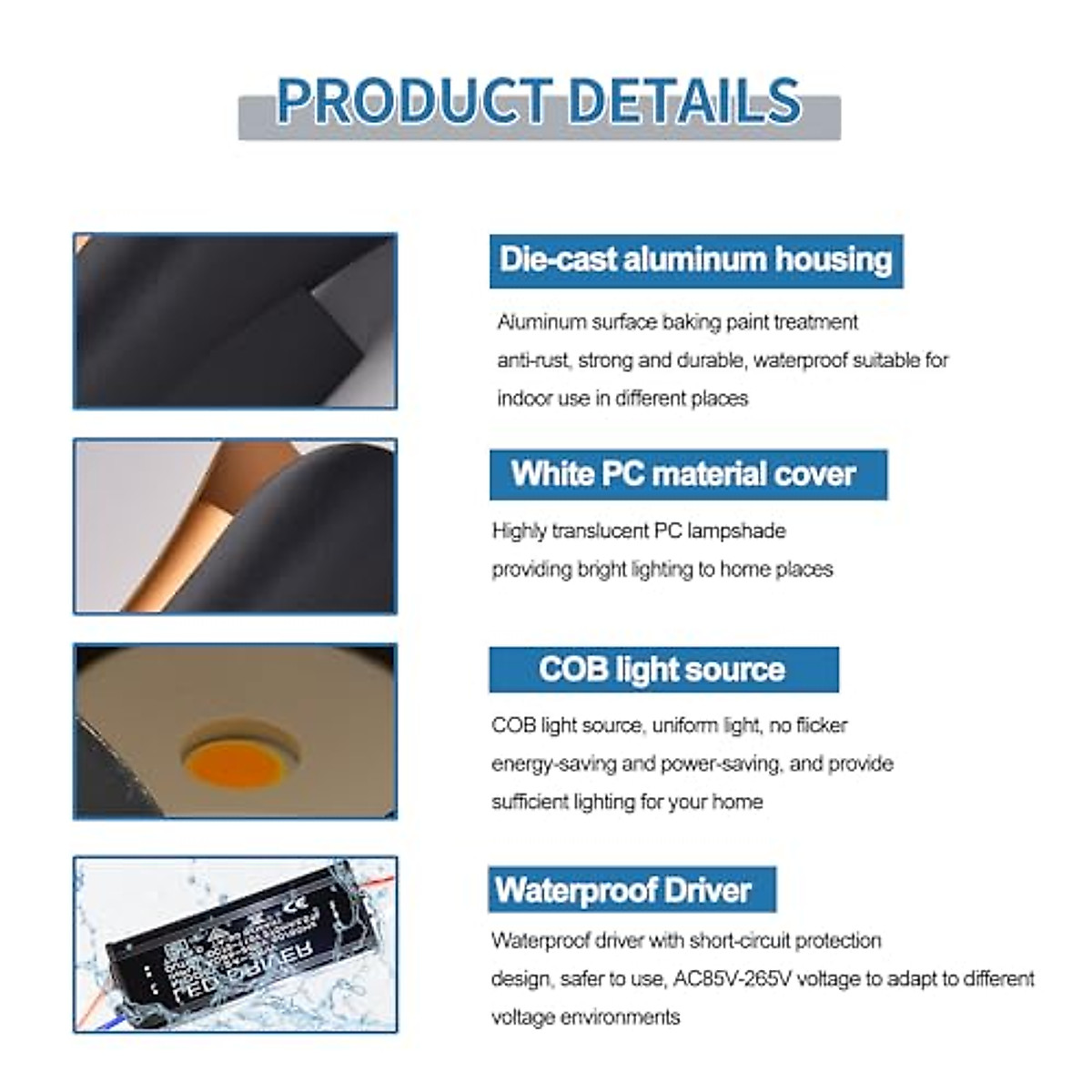 Rosysky 30W Outdoor Wall Light - Modern Waterproof Fixture for Porch