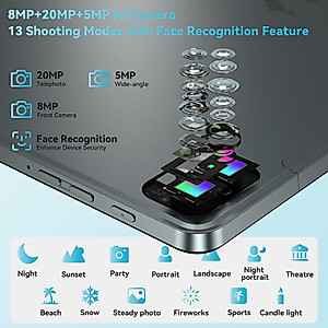 Headwolf 11 Inch Android Tablet, HPad3 Ultra 24GB RAM + 256GB ROM (TF 2TB) TÜV FHD 2K Display 2.2Ghz Octa Core G99 Gaming Tablet, 8MP+25MP Camera, 8500mAh Battery Fast Charge, 2.4G/5G WiFi+4G LTE