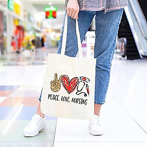 JXGZSO Nursing bag for nurses Nursing Work Tote Bag Peace Love Nursing Makeup Bag Graduation Gift For Nurse