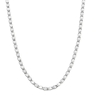 Miabella Italian 925 Sterling Silver Sparkle Mirror Link Chain Necklace for Women, Made in Italy (Length 20 Inches)