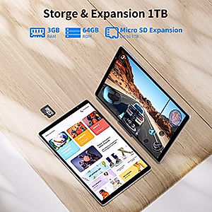 TECLAST Tablet 10 inch Android 12 Tablets, P25T 3GB RAM+64GB ROM(TF 1TB), Wi-Fi 6 Tablet PC, 1.8Ghz 4-core CPU, 2.4G/5G WiFi, 800x1280 FHD IPS, Bluetooth 5.0, Dual Cameras, 6000 mAh, Stereo