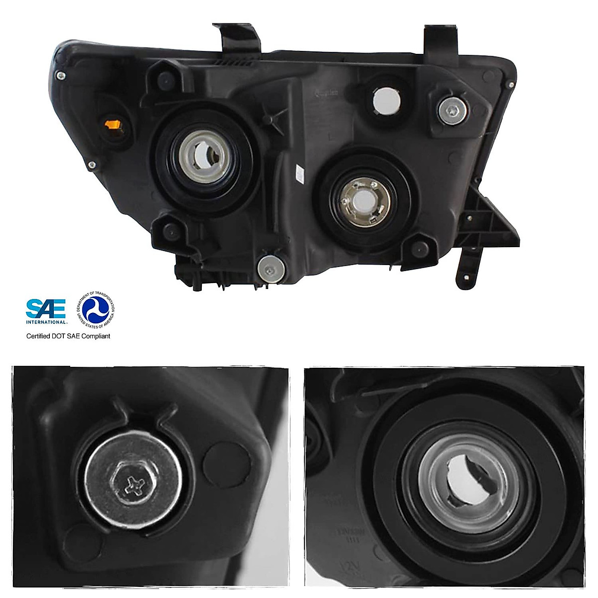 AKKON - For Toyota Tundra OE Replacement Black Headlights Driver/Passenger Head Lamps