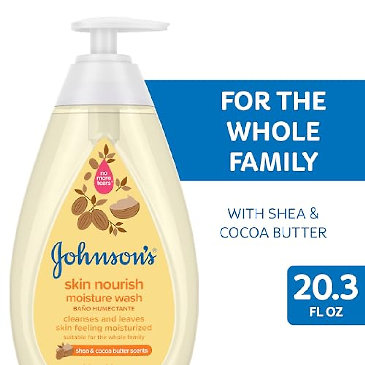 Johnson's Baby Skin Nourishing Moisture Baby Body Wash with Shea & Cocoa Butter, Hypoallergenic & Tear Free Baby Bath Wash, Paraben-, Dye-, Sulfate & Phthalate-Free, 20.3 fl. oz