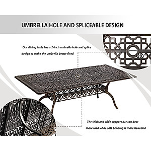 Grepatio 9 Piece Cast Aluminum Patio Furniture Set Outdoor Dining Set Bistro Furniture Set with 8 Armchairs and Dining Table, 8 Cushions for Backyard Garden Poolside (8 Grid Chairs)